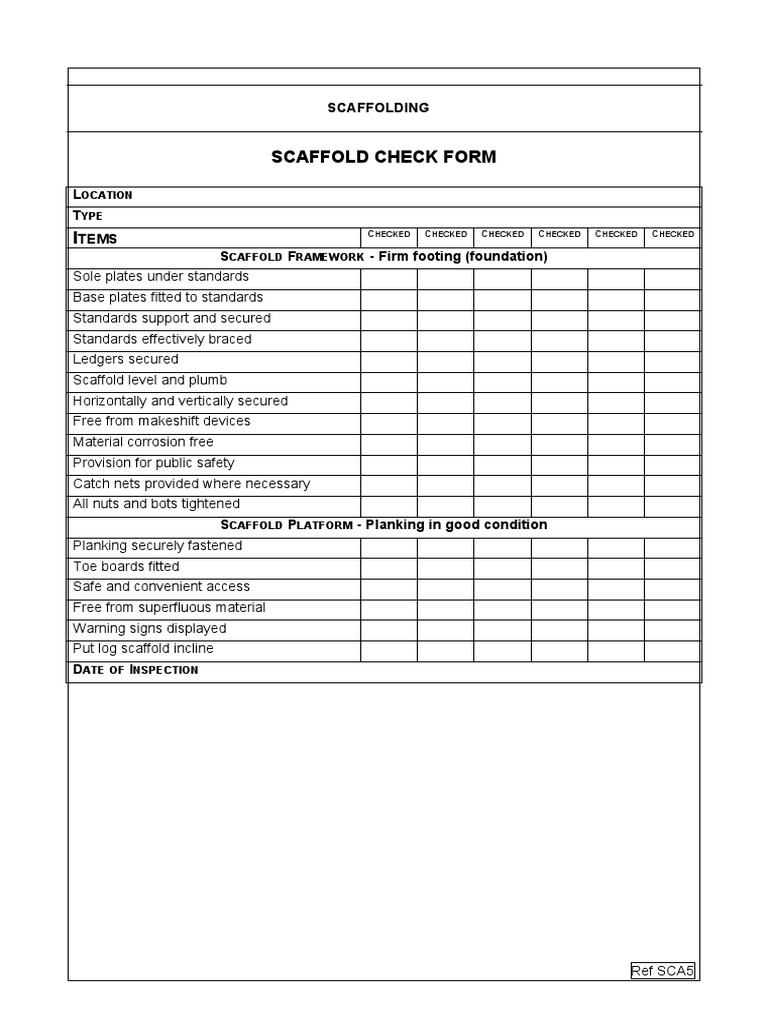 Scaffold Checklist Pdf: Scaffold Inspection Checklist – VXGXFB