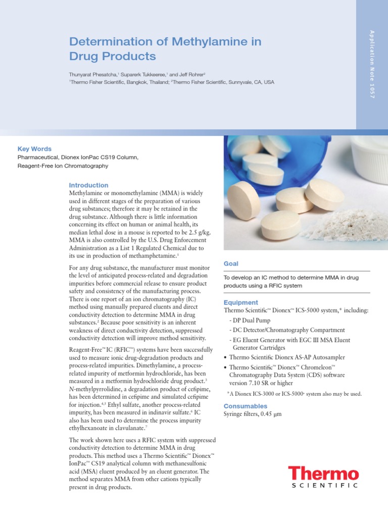 Determination of Methylamine in Drug Products: Key Words | PDF ...