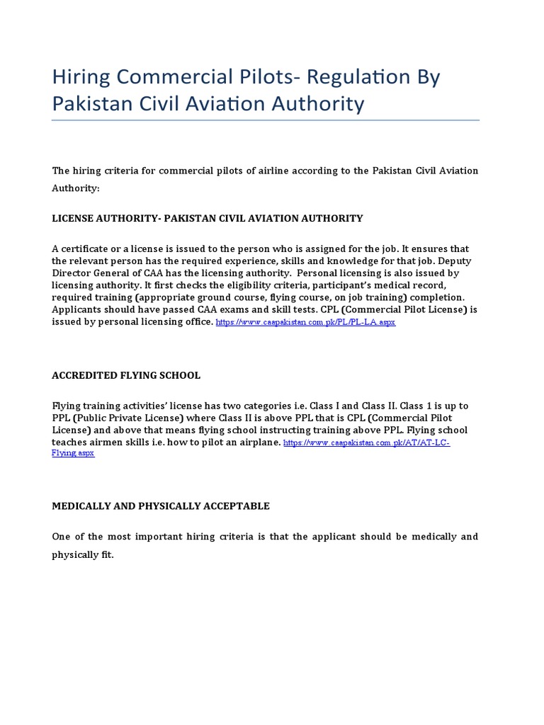 Hiring Commercial Pilots | PDF | Aerospace | Employment