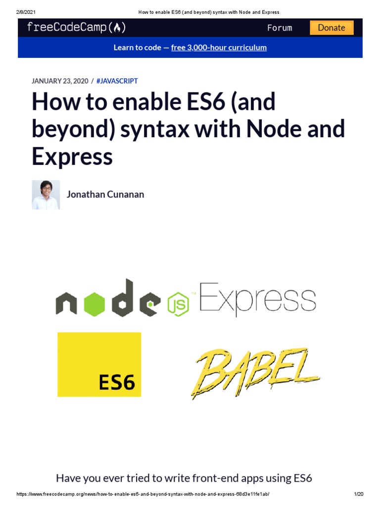 How To Enable Es6 And Beyond Syntax With Node And Express Pdf
