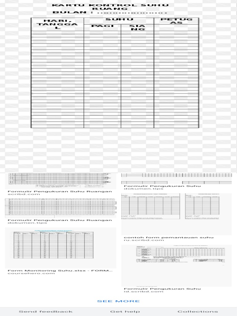 Form Pencatatan Suhu Ruangan | PDF
