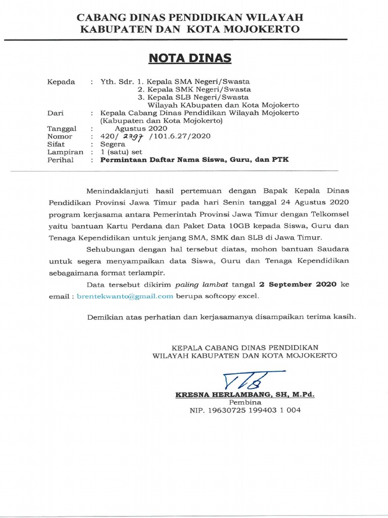 NODIS - Permintaan Data | PDF