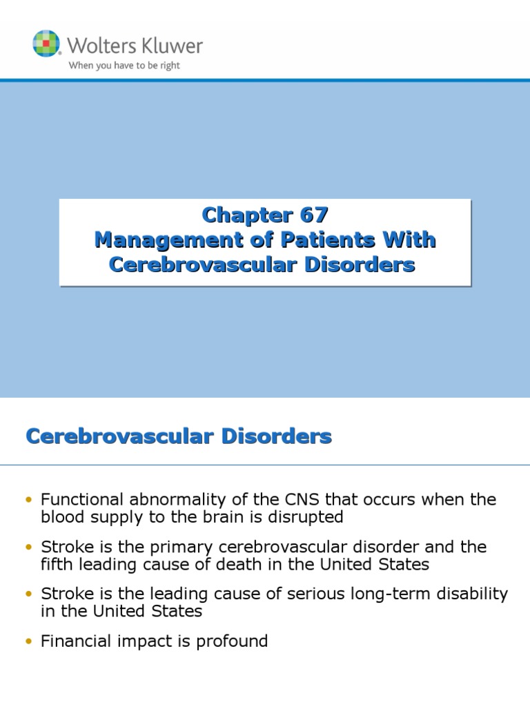 Chapter 67 Management Of Patients With Cerebrovascular Disorders