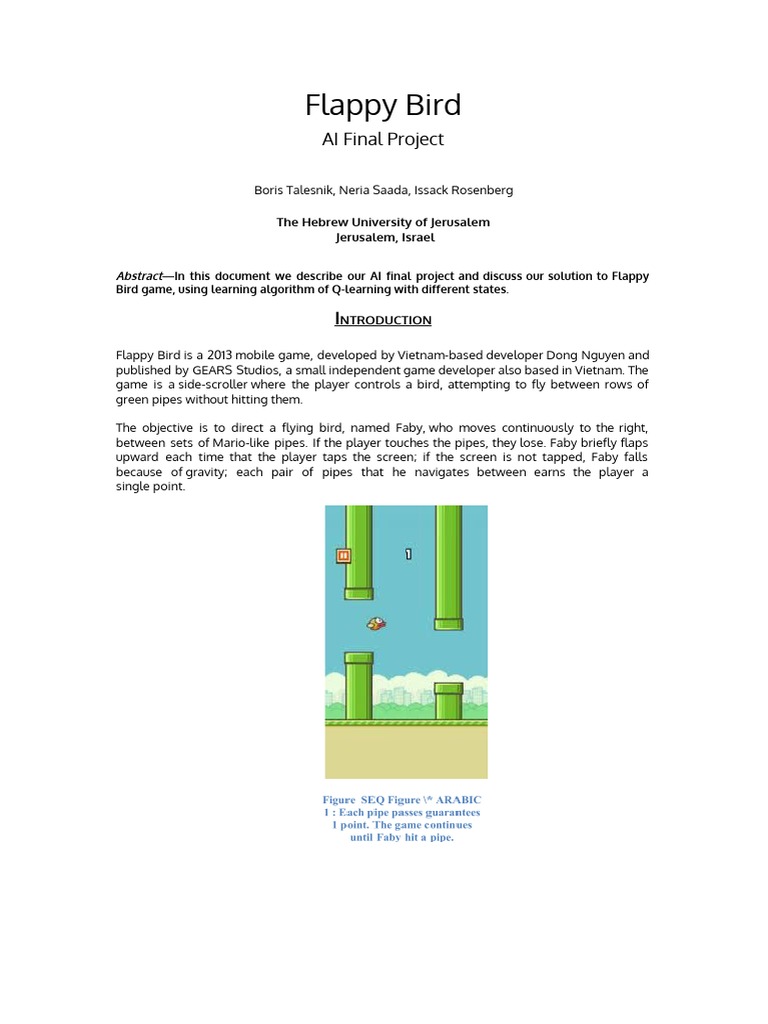 Flappy Bird: AI Final Project | PDF | Computer Programming | Applied ...