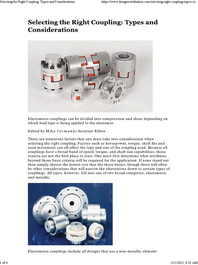 Selecting The Right Coupling - Types and Considerations | PDF ...