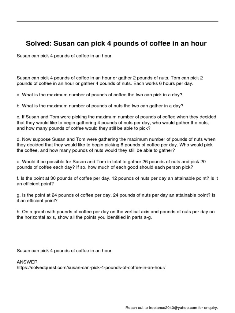 Susan Can Pick 4 Pounds of Coffee in An Hour | PDF | Graph Theory ...