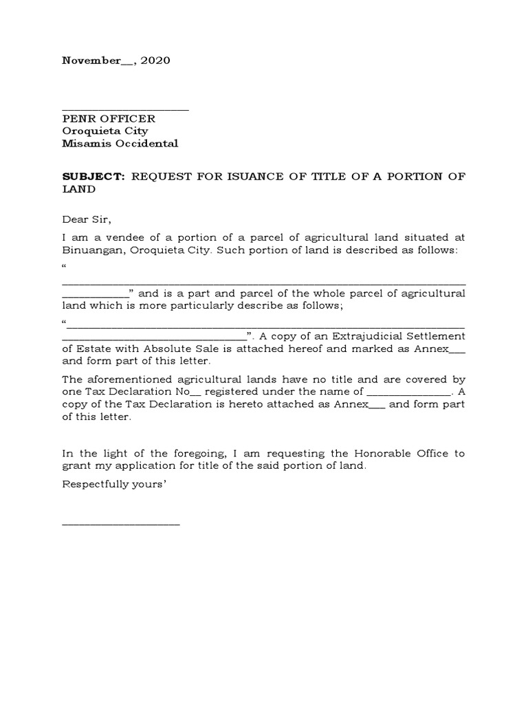 Letter Request (PENRO) | PDF | Business | Finance & Money Management