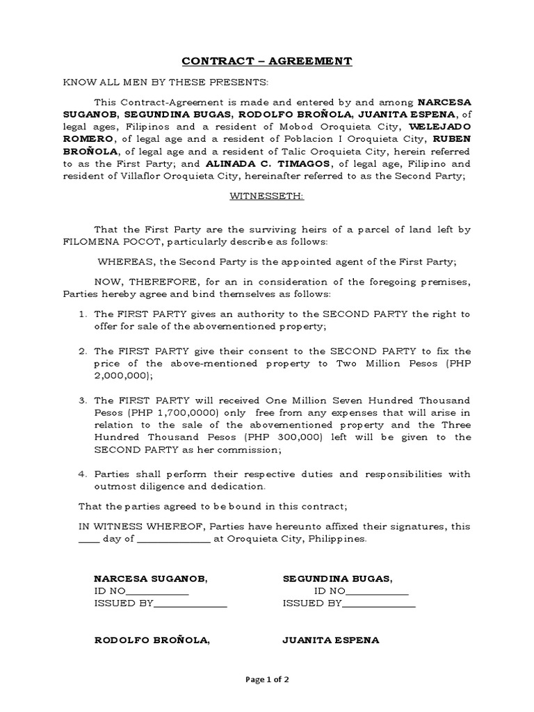 Land Sale Agreement with Commission | PDF | Civil Law (Common Law ...