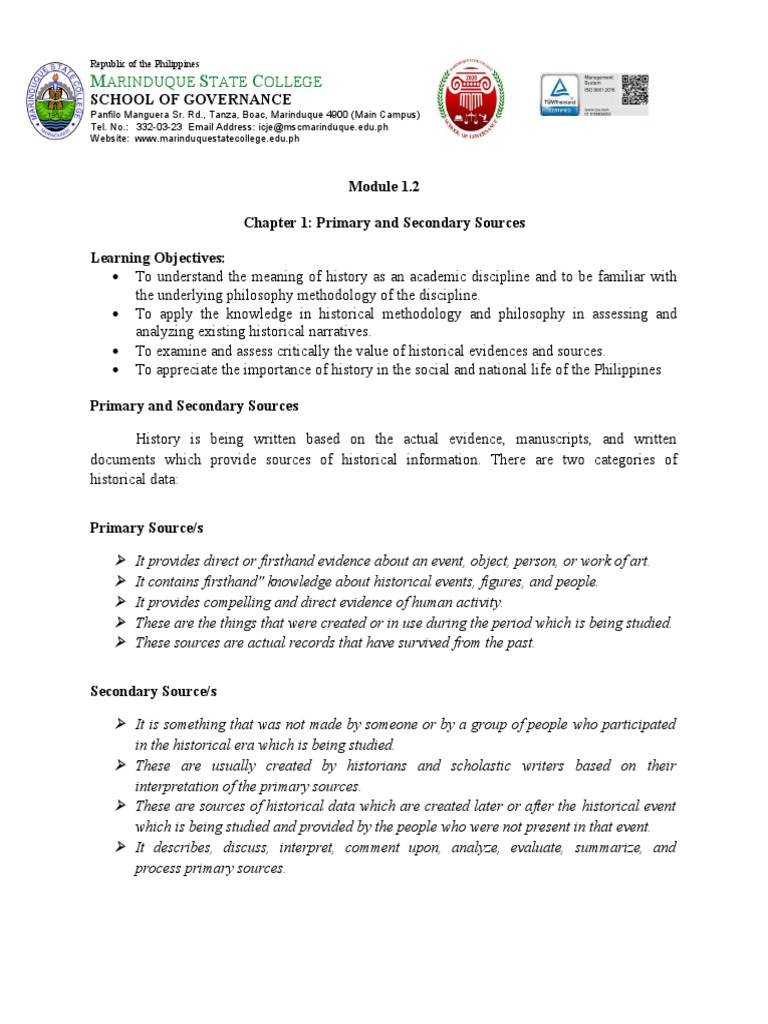 Primary and Secondary Sources in History | PDF | Primary Sources | Data