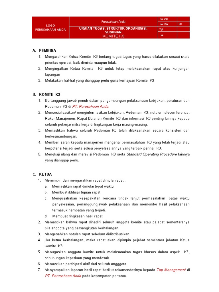 So 05 Struktur Komite K3 | PDF