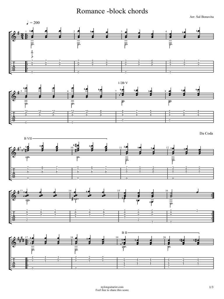 Romance - Block Chords: Arr: Sal Bonavita | PDF | Musical Compositions ...