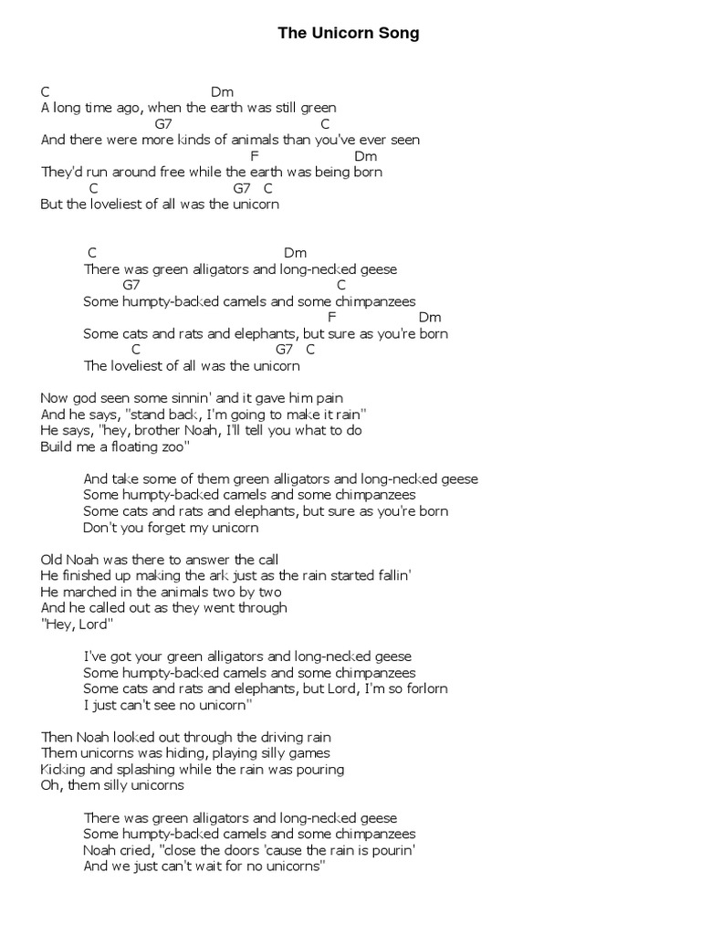The Unicorn Song Lyrics | PDF