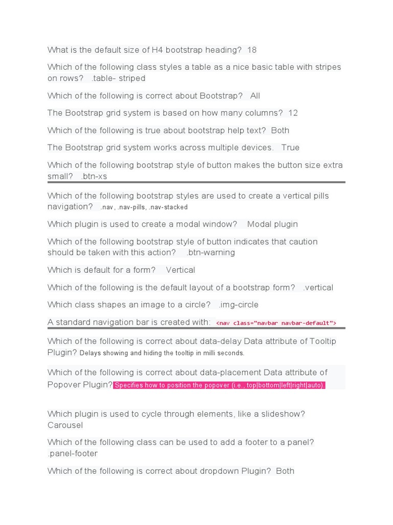 Bootstrap Framework Q & A | PDF | Bootstrap (Front End Framework) | Software Engineering