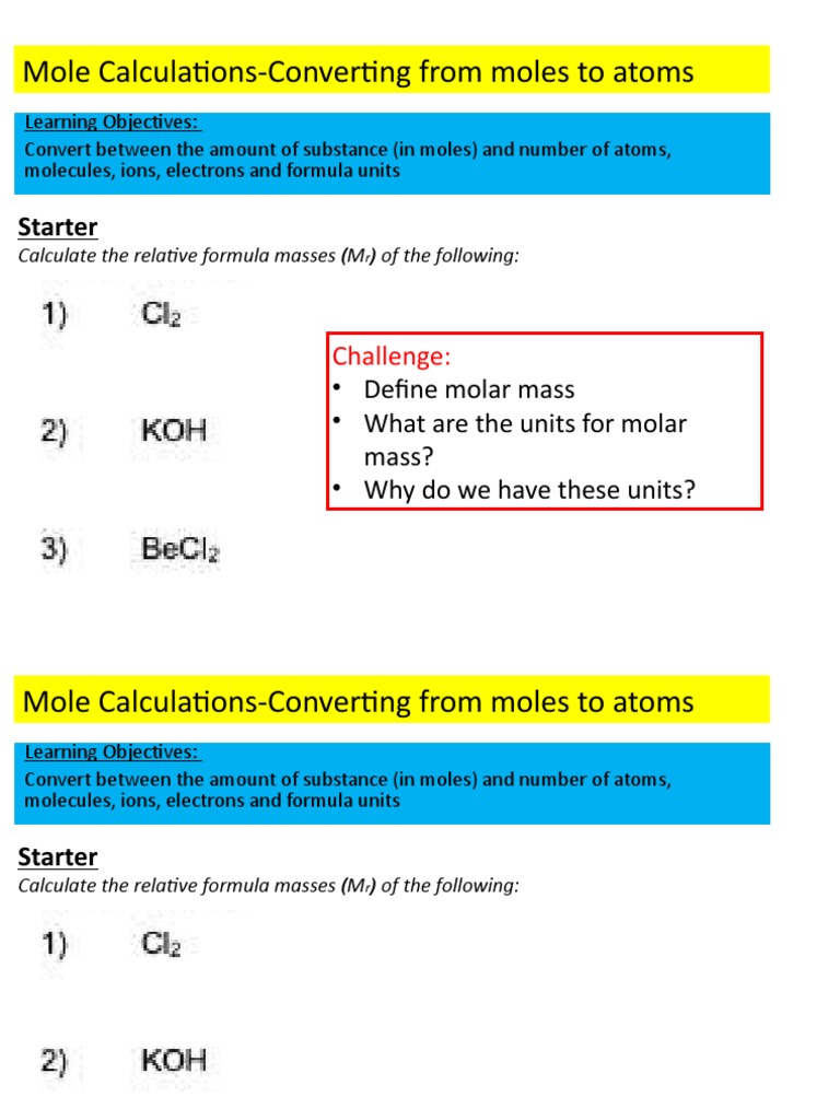 Chemistry Moles & Atoms Guide | PDF | Mole (Unit) | Physical Chemistry