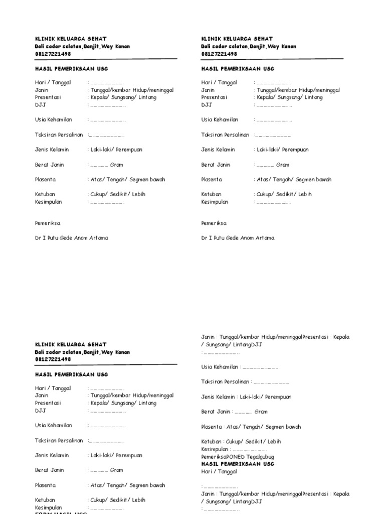 Hasil Pemeriksaan USG Kehamilan | PDF