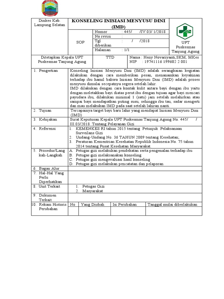 Sop Konseling Imd | PDF