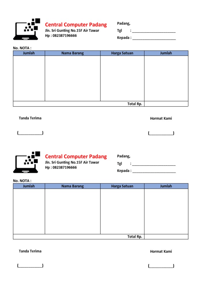 Contoh Nota Toko Komputer | PDF