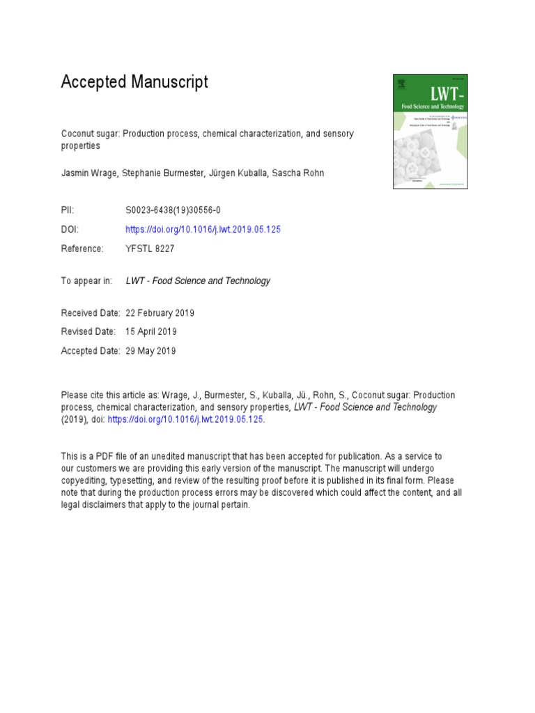 Coconut Sugar Production Process | PDF | Sucrose | Electrospray Ionization
