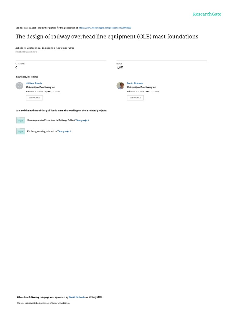 The Design of Railway Overhead Line Equipment (OLE) Mast Foundations ...