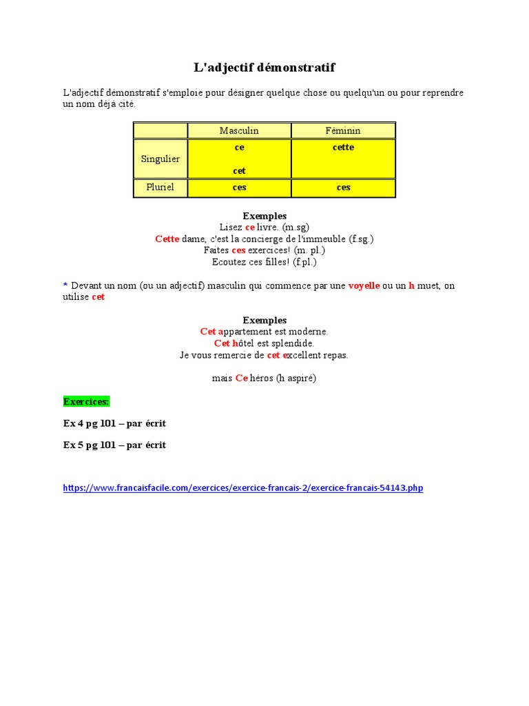 5 - L - Adjectif Demonstratif | PDF