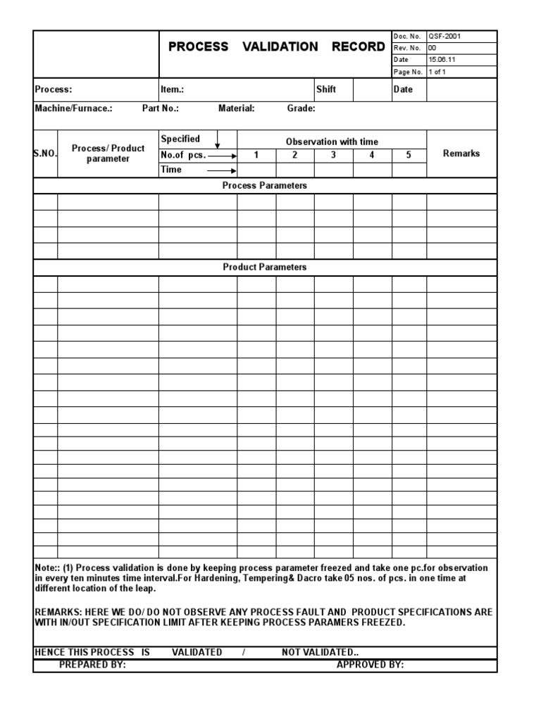 Process Validation Record-Forging Rolling | PDF