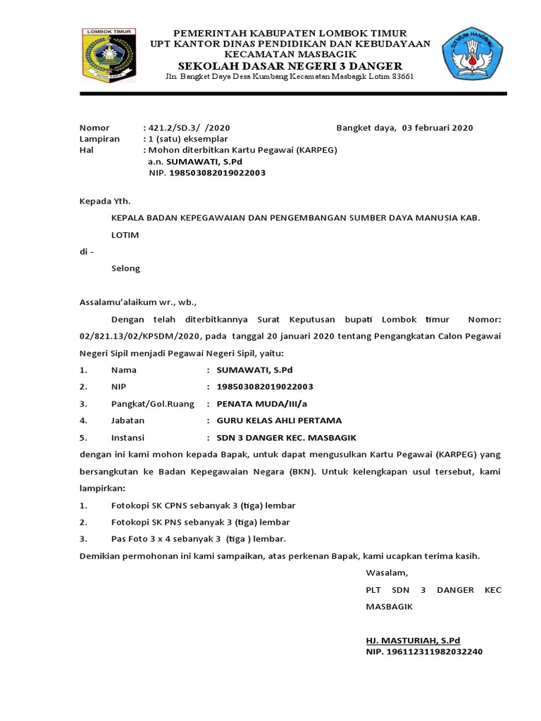 Surat Pengantar Pembuatan Karpeg | PDF