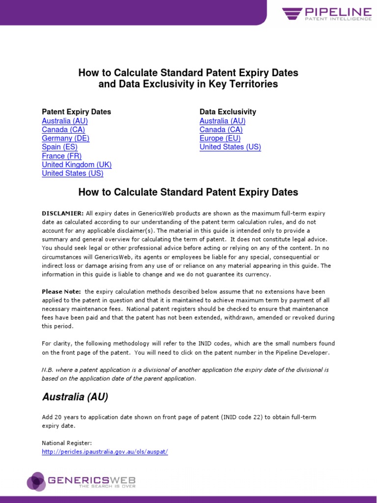 How To Calculate Standard Patent Expiry Dates and Data Exclusivity ...
