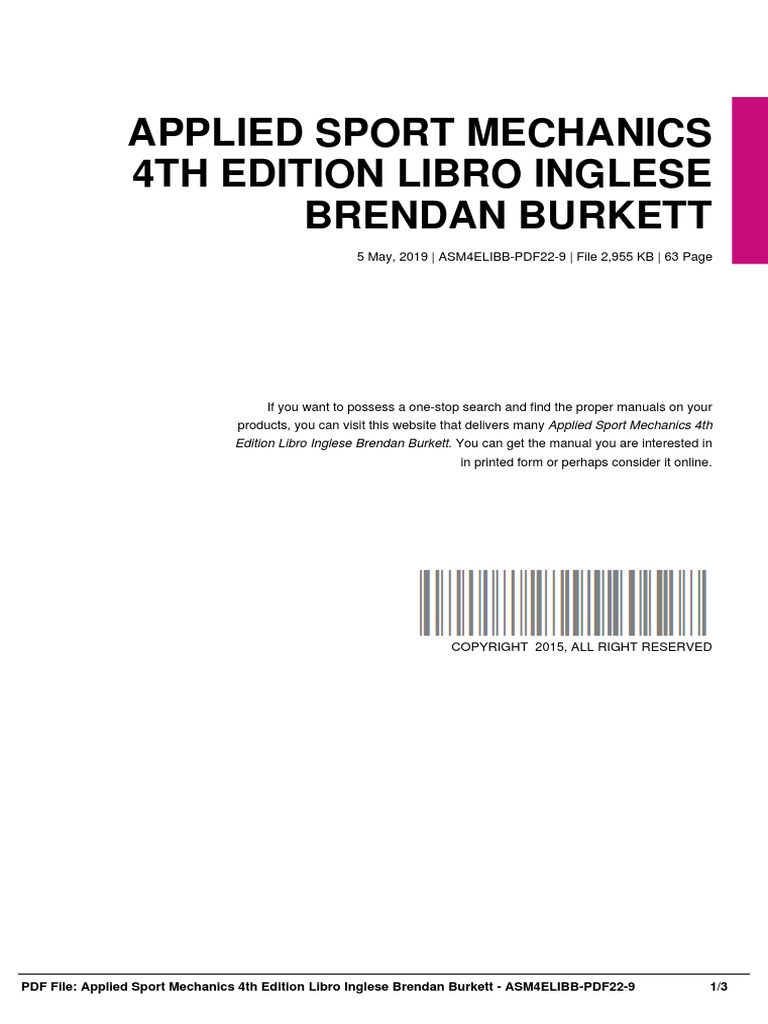 Applied Sport Mechanics 4th Edition Libro Inglese Brendan Burkett Dbid ...