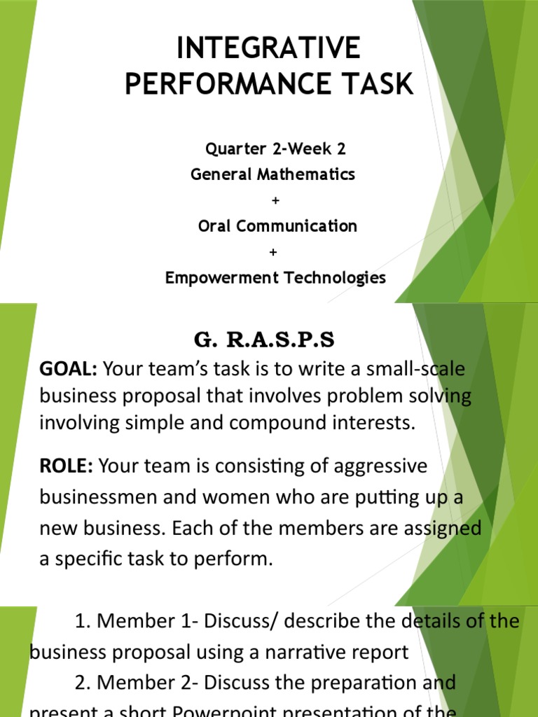 Integrative Performance Task: Quarter 2-Week 2 General Mathematics ...