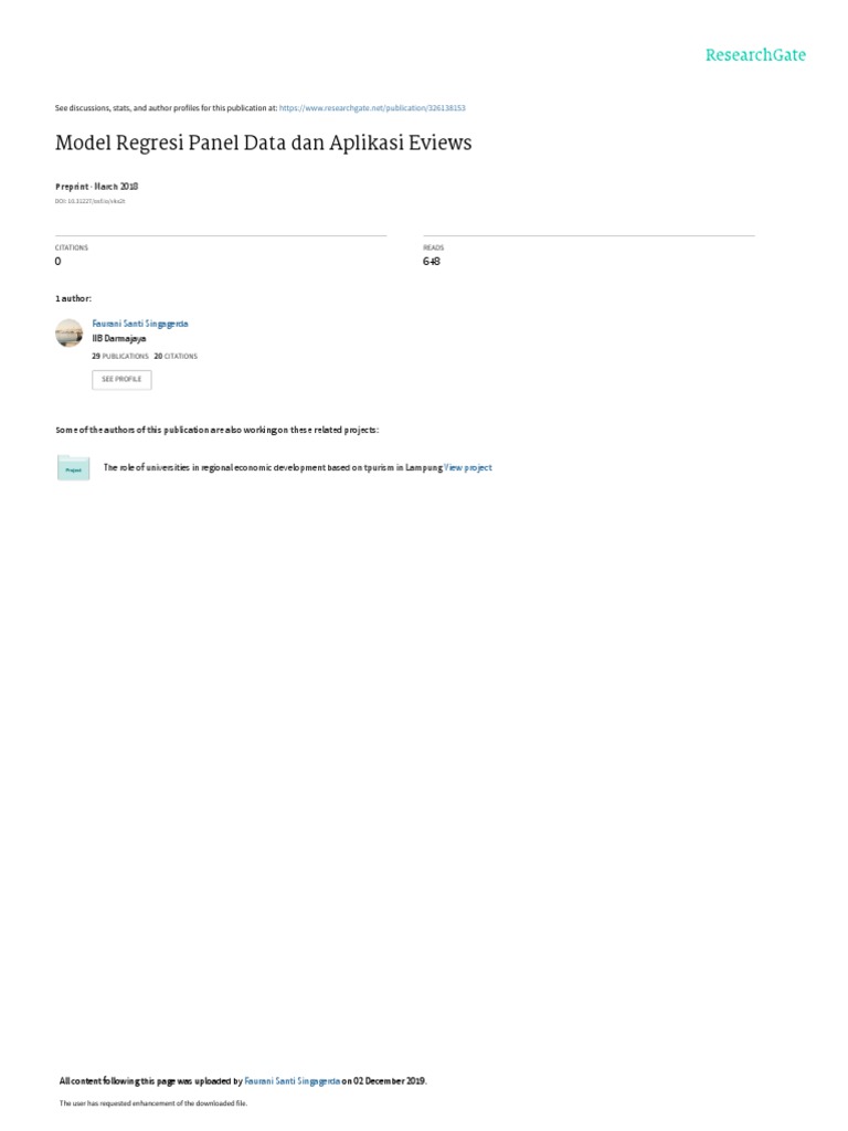 Panel Data Regression with Eviews | PDF