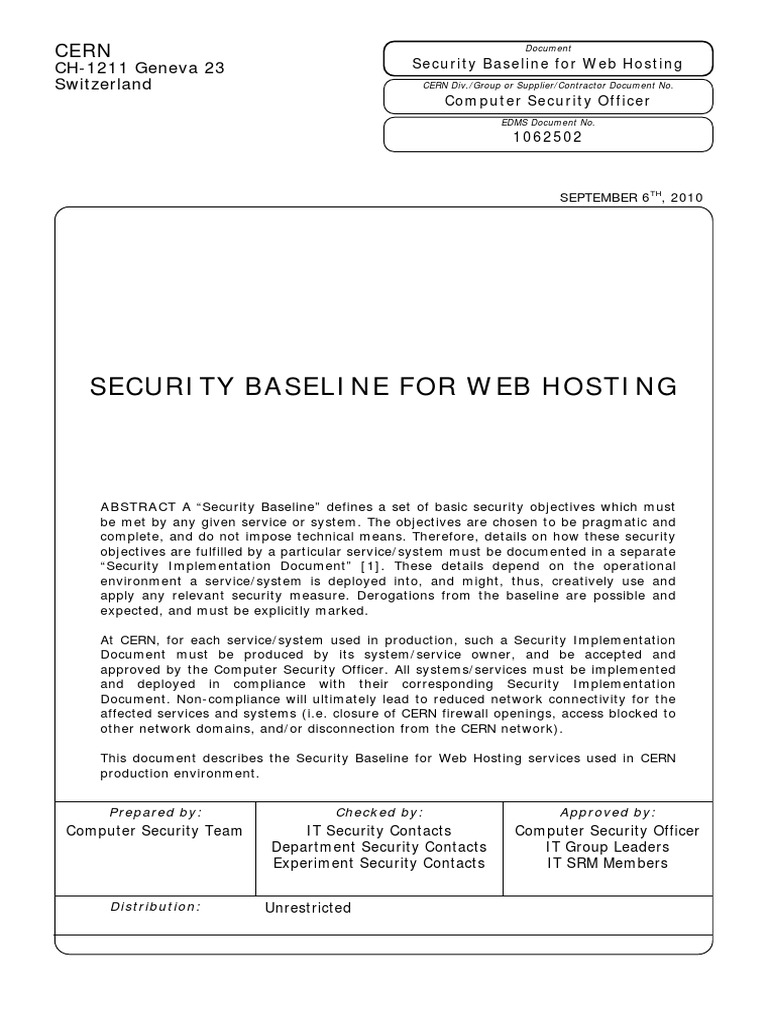 Security Baseline For Web Hosting | PDF | Websites | World Wide Web
