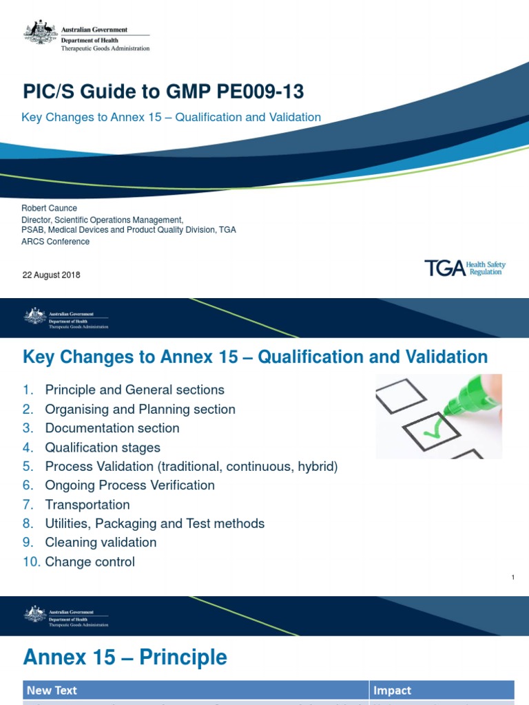 Presentation Pics Guide GMP Pe009 13 Key Changes Annex 15 Qualification and Validation | PDF ...
