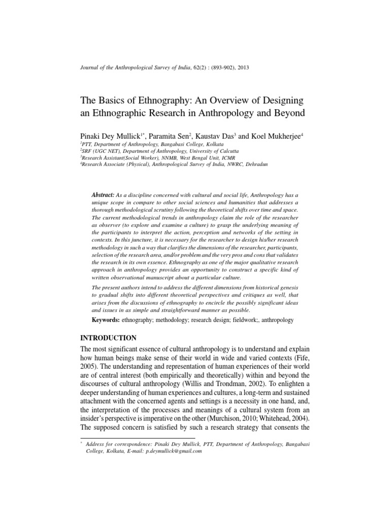Designing Ethnographic Research in Anthropology | PDF | Ethnography ...