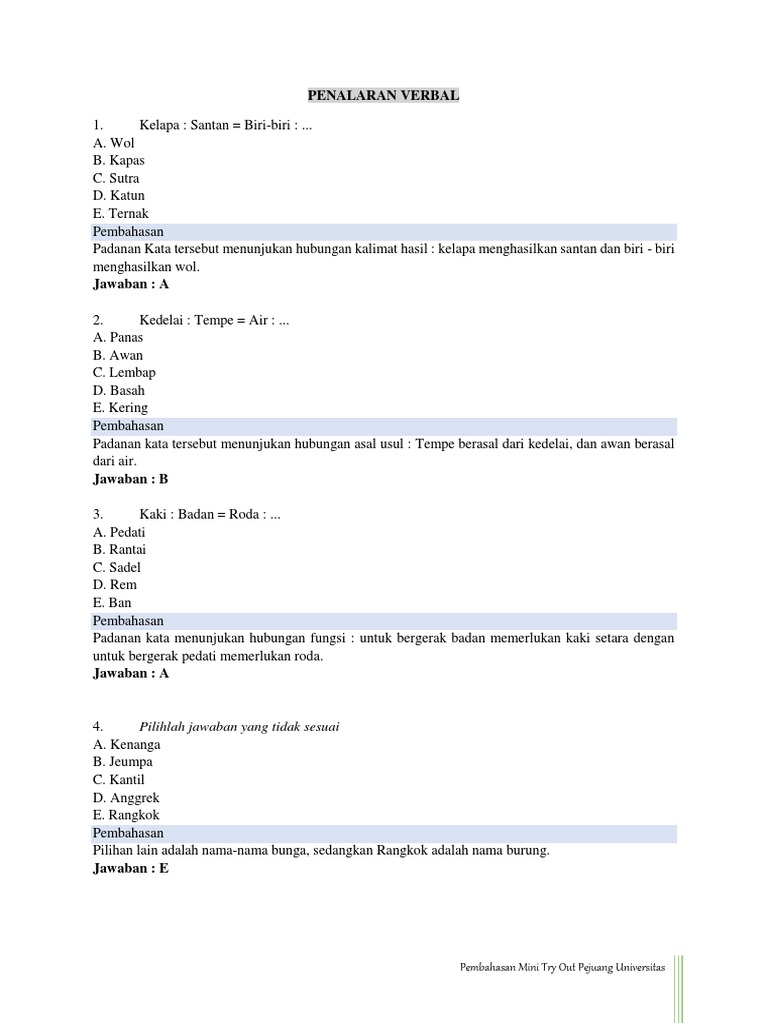 Pembahasan Try Out 20210108 | PDF