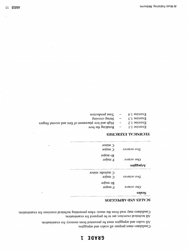 Technical Work Grade 1 AMEB | PDF