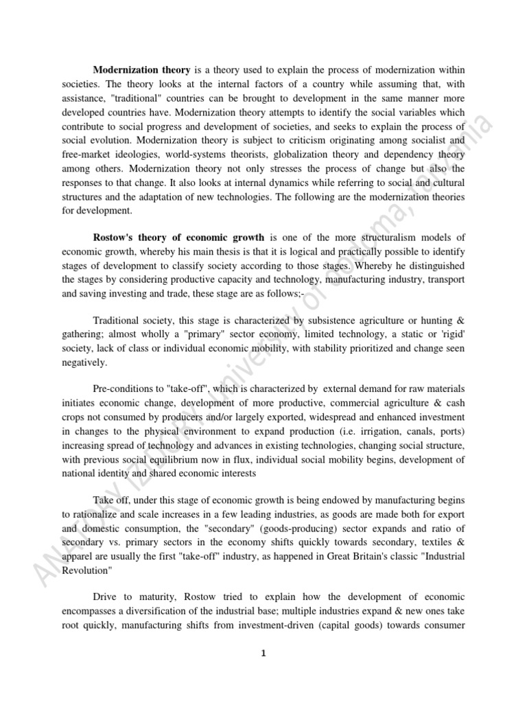 Modernization Theories of Development An | PDF | Modernization Theory ...