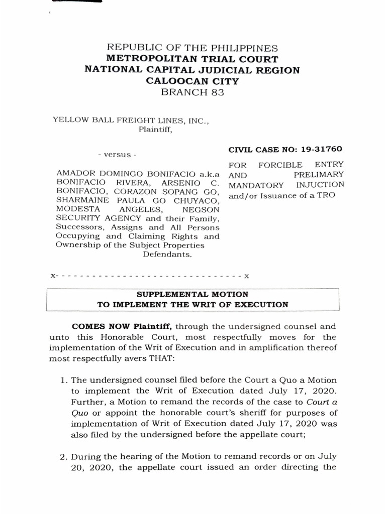 Supplemental Motion | PDF