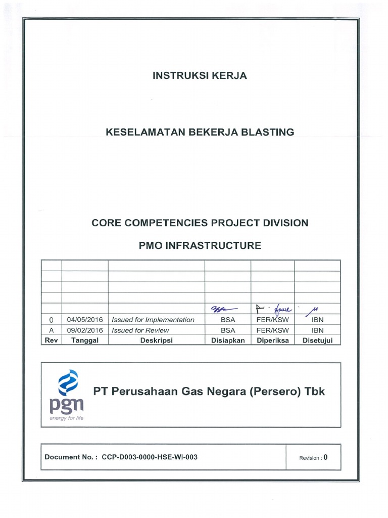 IK Keselamatan Bekerja Blasting (CCP-D003-0000-HSE-WI-003-Rev.0) | PDF