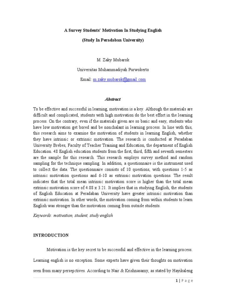 Student Motivation in English Learning | PDF | Likert Scale | Motivation