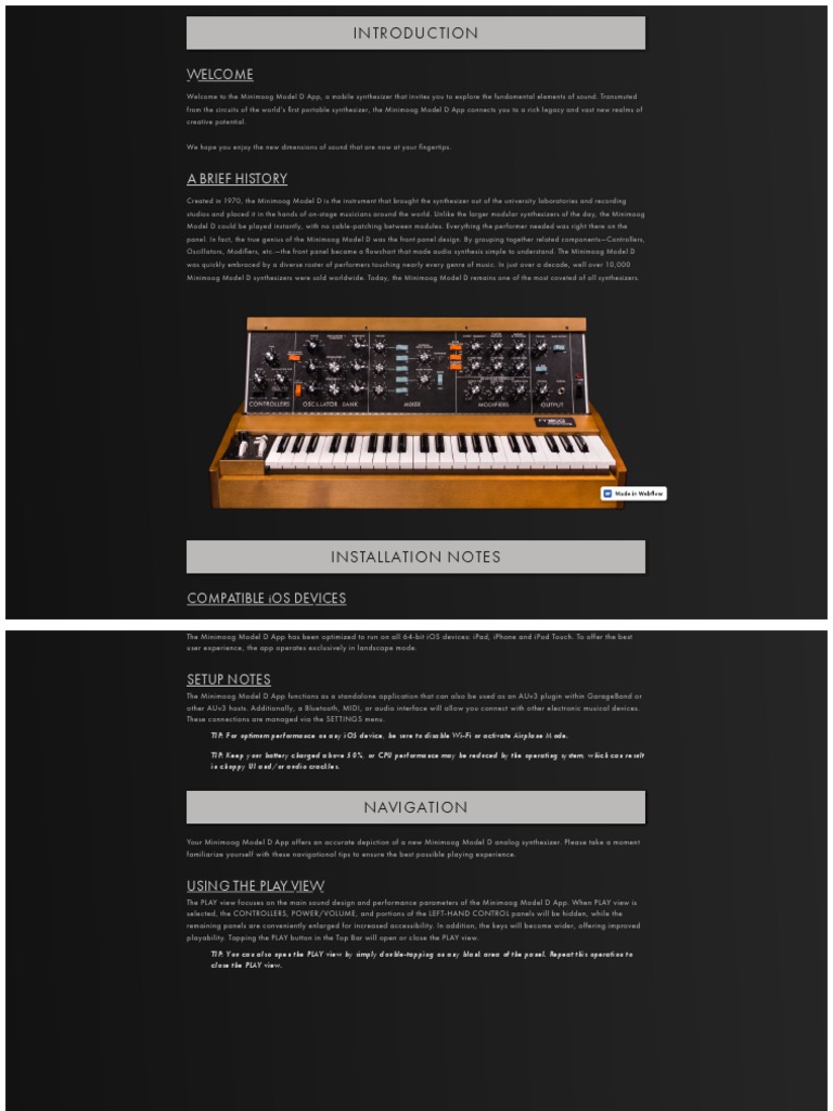 Model D Ios Manual - Webflow.io | PDF | Synthesizer | I Cloud