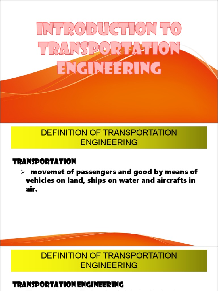 I. Introduction To Transportation Engineering | PDF | Transport ...