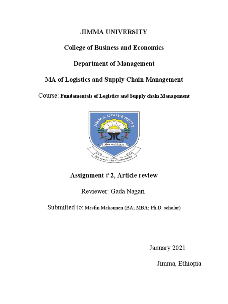 Jimma University College of Business and Economics Department of ...