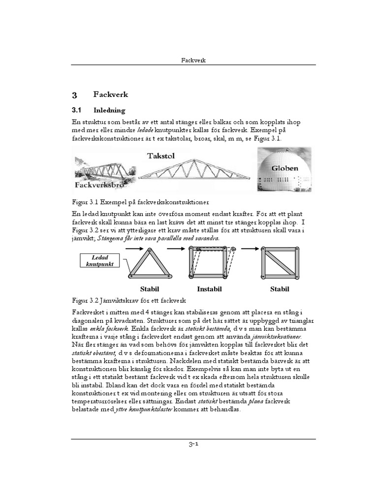 Kap3 Fackverk | PDF