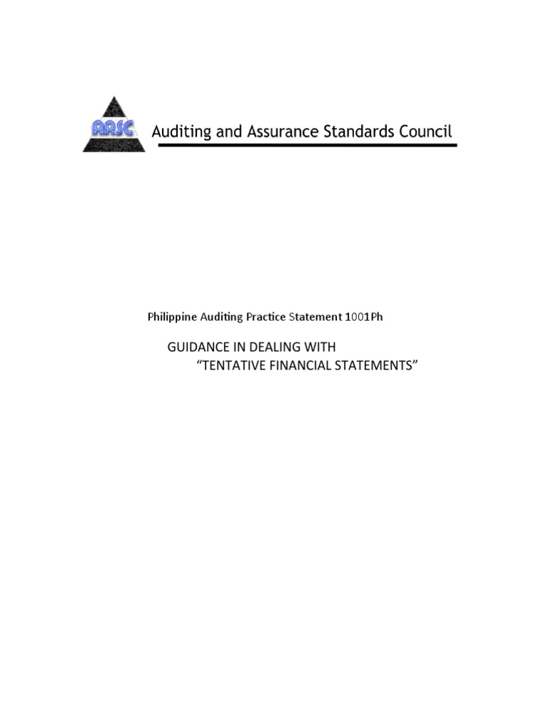 Guidance in Dealing With "Tentative Financial Statements": Philippine ...