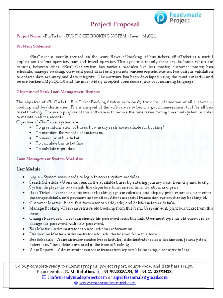 Project Proposal: Project Name: Problem Statement | PDF | Bus | Databases