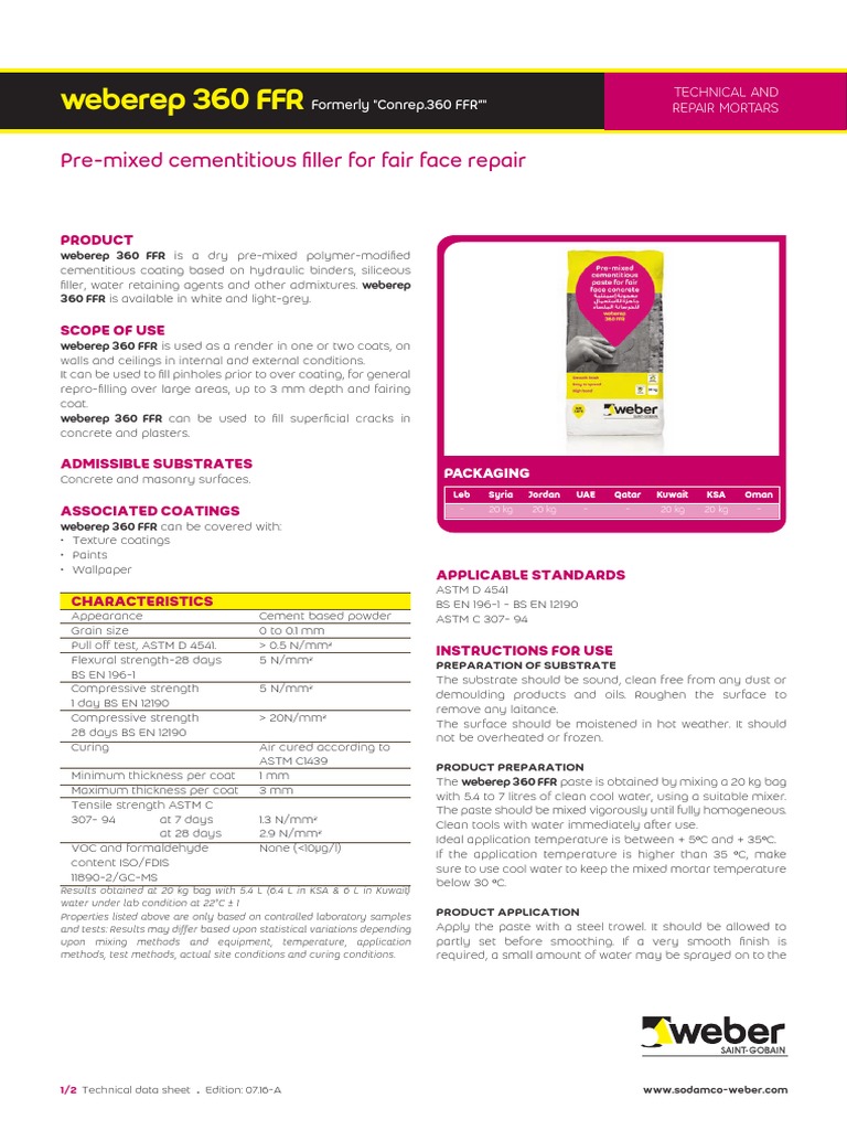 Weberep 360 FFR | PDF | Concrete | Materials