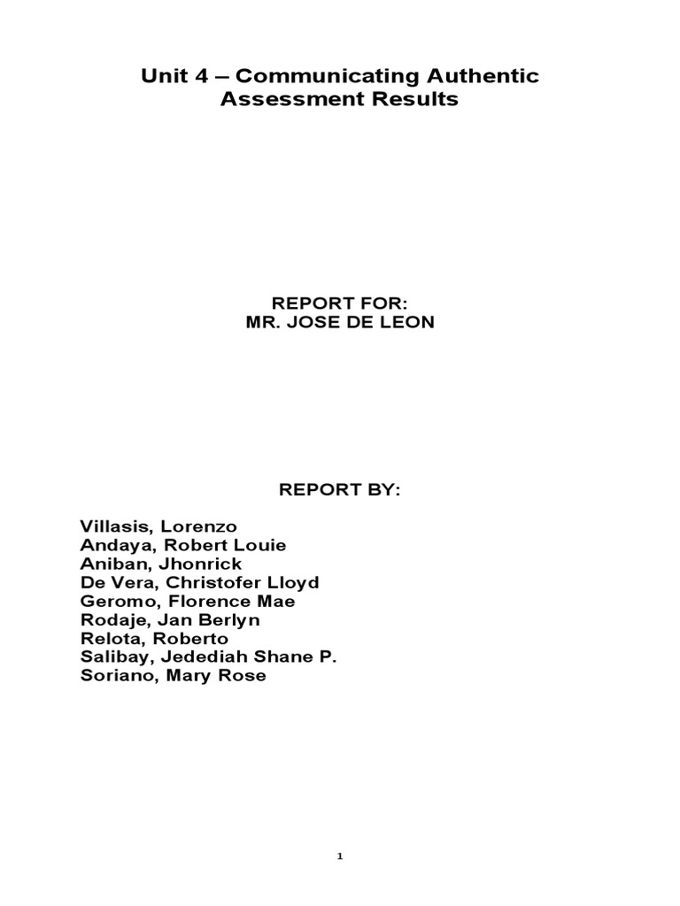 UNIT-4-Assessment Written Report - Villasis' Group | PDF | Educational ...