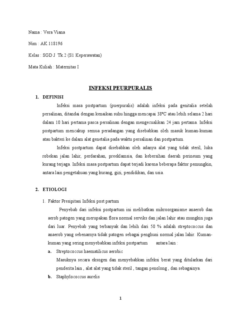 Infeksi Puerperalis: Definisi dan Penanganan | PDF
