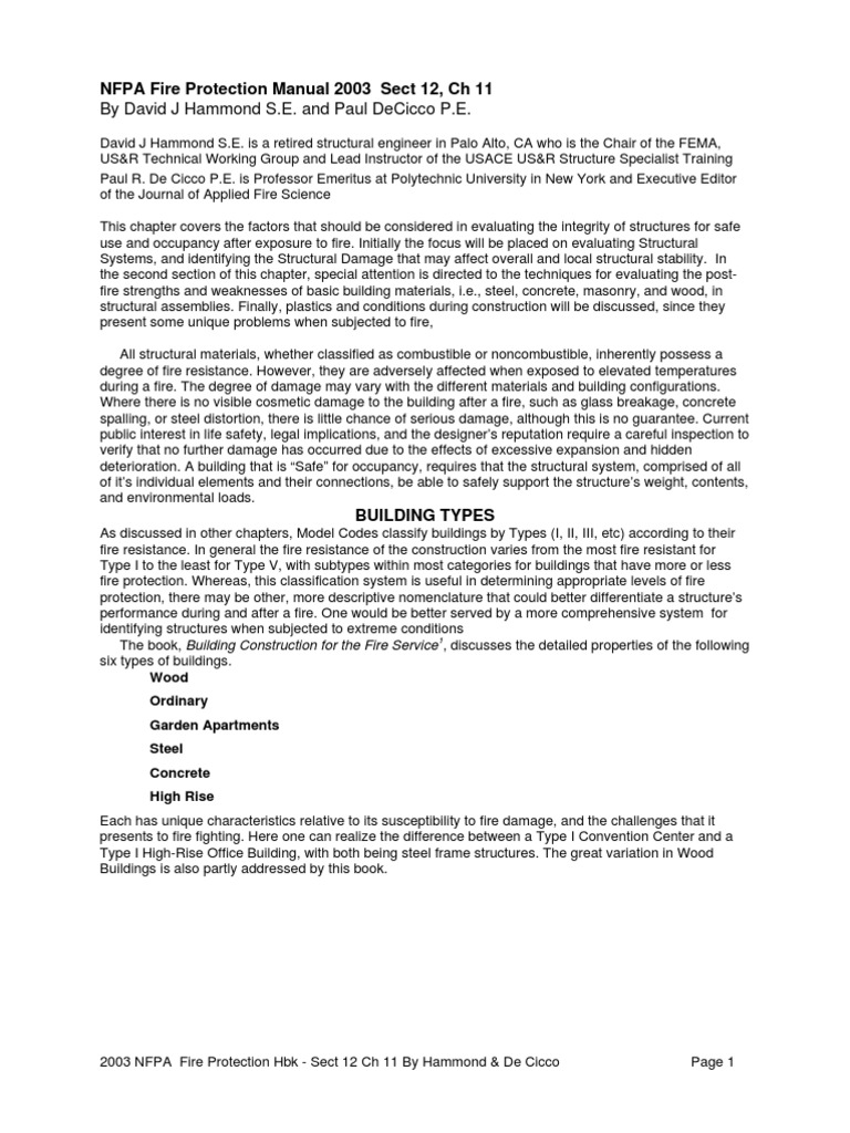 By David J Hammond S.E. and Paul Decicco P.E.: Nfpa Fire Protection ...