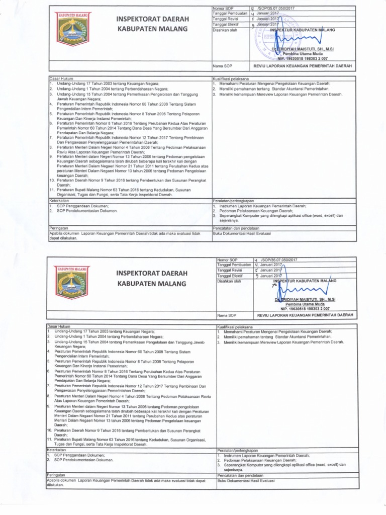 inspektorat-SOP REVIU LKPD | PDF